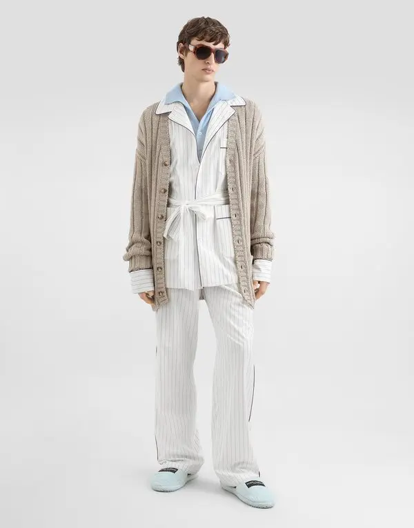 Dolce & Gabbana Striped Poplin Vanity Robe Shirts Multi-colored