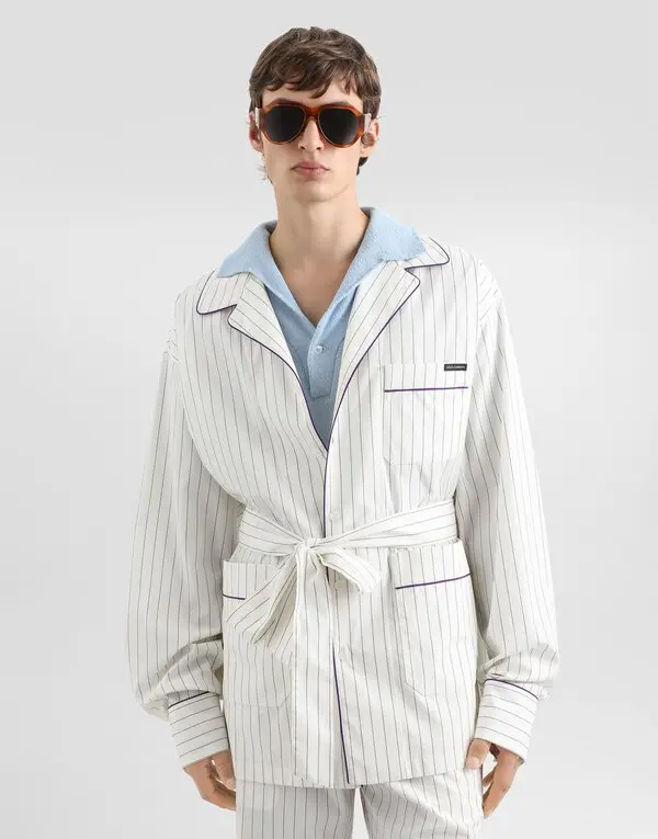Dolce & Gabbana Striped Poplin Vanity Robe Shirts Multi-colored