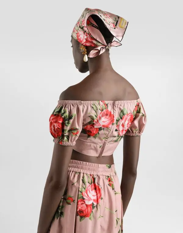 Dolce & Gabbana Rose Bouquet-print Cotton Top - Multicolor
