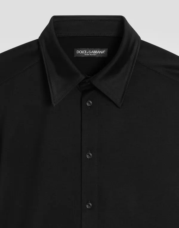 Dolce & Gabbana Martini Shirt In Melange Jersey Shirts - Black