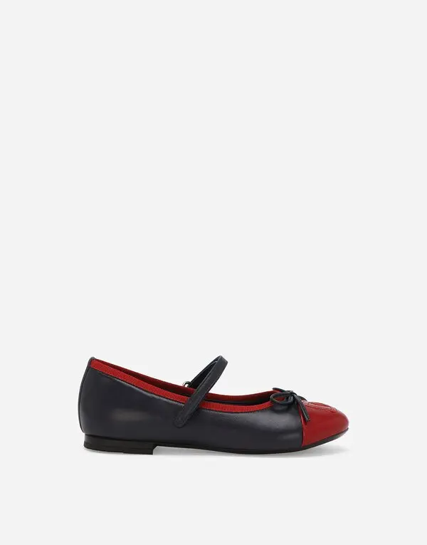 Dolce & Gabbana Calfskin And Patent Leather Ballet Flats With Bow Detail Shoes Multi-colored - Multicolor