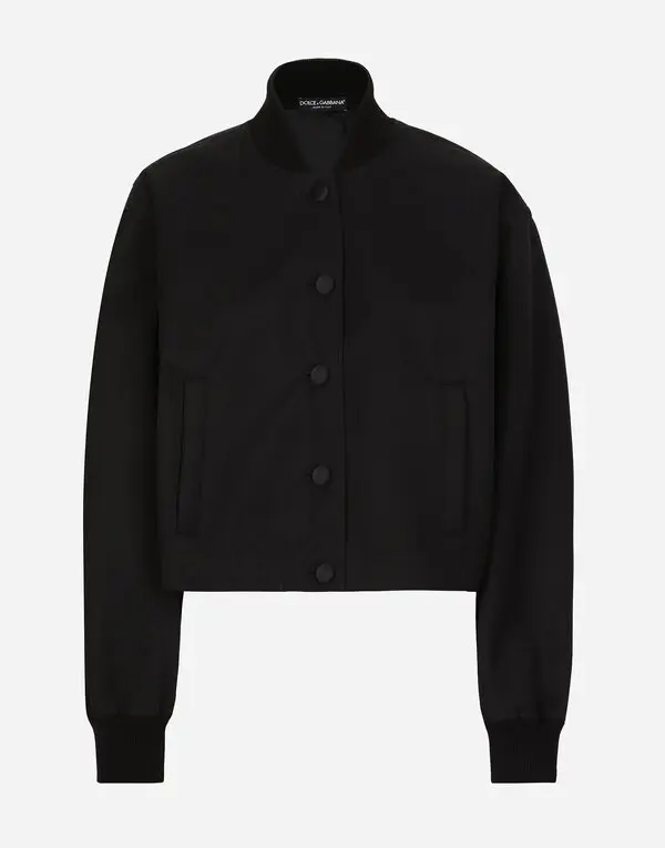 Dolce & Gabbana Gabardine Bomber Jacket, Waxed On Reverse, With Branded Tag Coats And Jackets