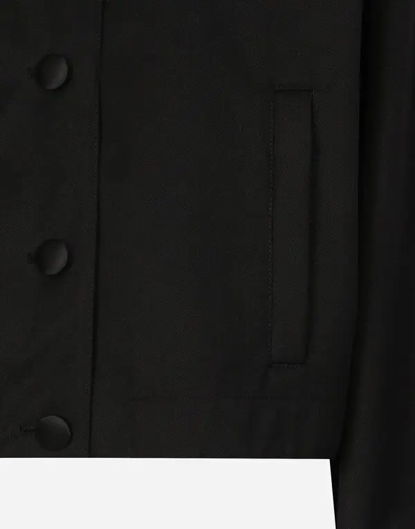 Dolce & Gabbana Gabardine Bomber Jacket, Waxed On Reverse, With Branded Tag Coats And Jackets