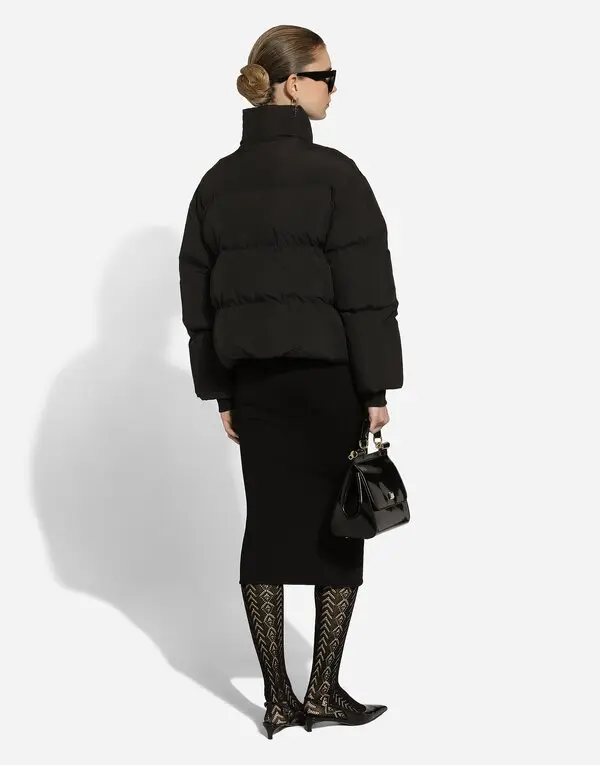 Dolce & Gabbana Short Nylon Down Jacket With Branded Tag Coats And Jackets