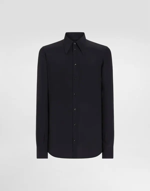 Dolce & Gabbana Crêpe De Chine Gold Shirt Shirts - Blue