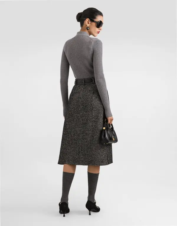 Dolce & Gabbana Ribbed Wool Pullover Sweaters And Cardigans Gray