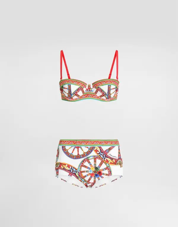 Dolce & Gabbana Carretto-print Balconette Bikini Swimwear - Multicolor
