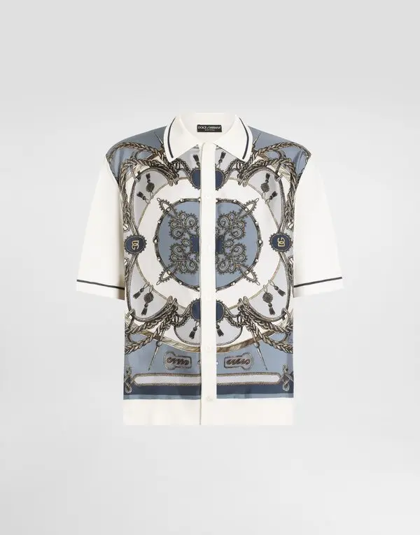 Dolce & Gabbana Silk And Cotton Shirt With Twill Sweaters And Cardigans - Multicolor