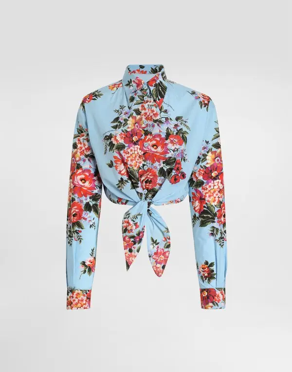 Dolce & Gabbana Flower Bouquet-print Cotton Shirt Shirts And Tops - Multicolor
