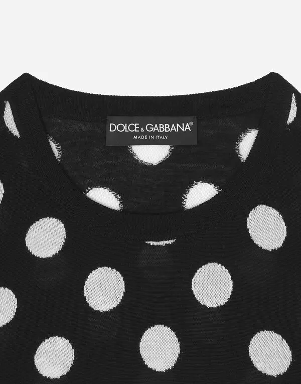 Dolce & Gabbana Wool And Silk Tank Top With Polka-dot Inlay Sweaters And Cardigans Multi-colored
