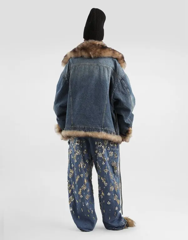 Dolce & Gabbana Denim Jacket With Fur Denim And Jeans Multi-colored
