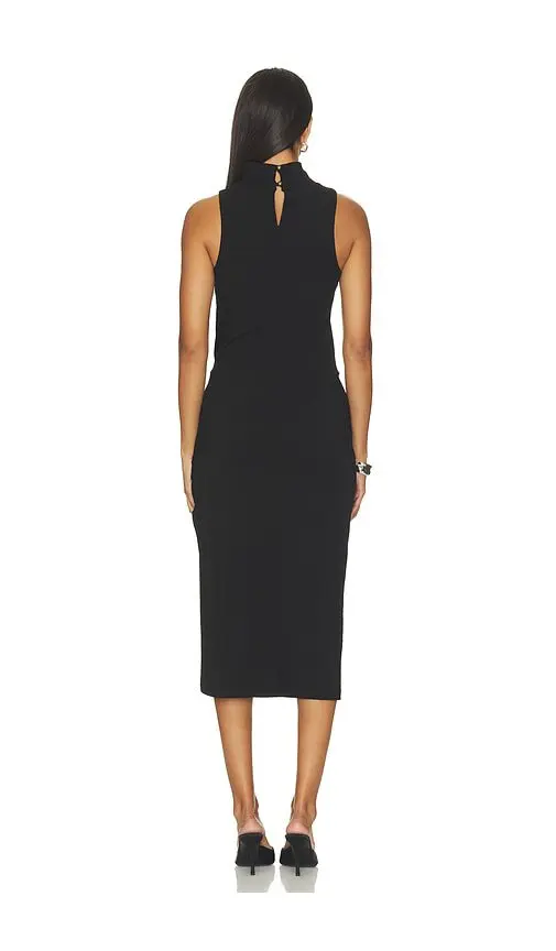 BOBI Mock Neck Pleated Dress In . Also