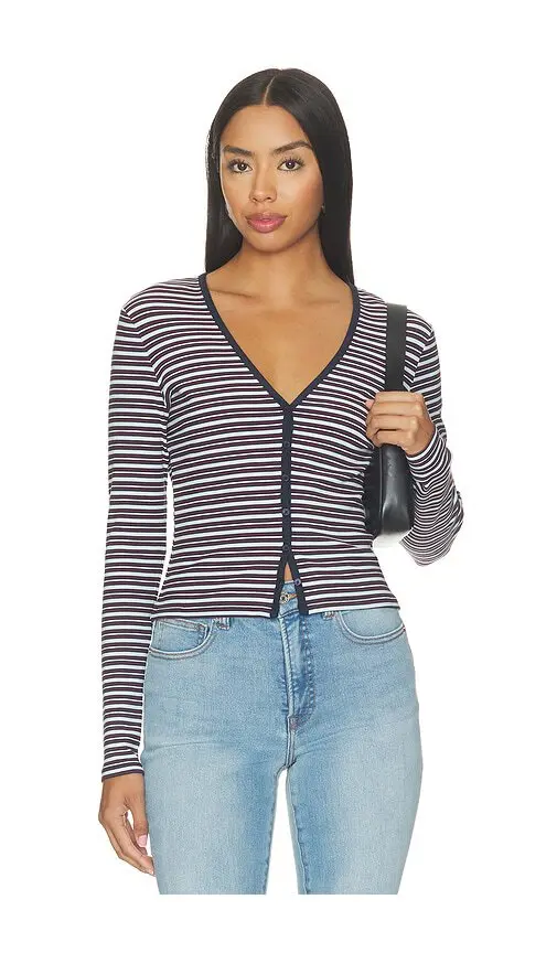 Good American The Rib V Neck Cardigan In . Also - Multi