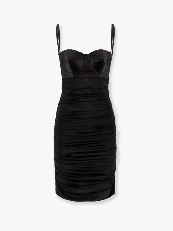 Dolce & Gabbana Viscose Blend Dress With Bra Detail - Black