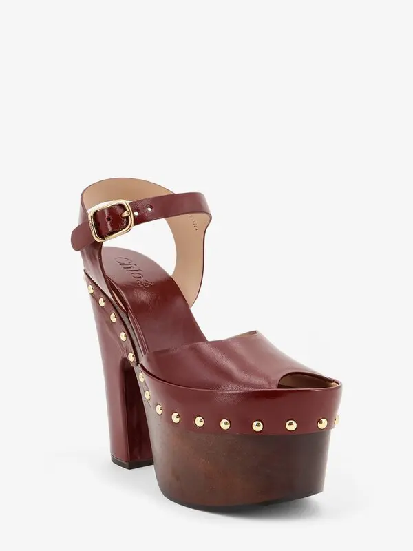Chloé Meret Leather Platform Sandals With Studded Trim