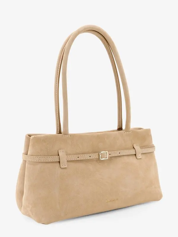 Manu Atelier Le Cambon East West Suede Shoulder Bag - Beige