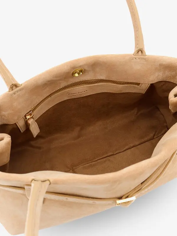 Manu Atelier Le Cambon East West Suede Shoulder Bag - Beige