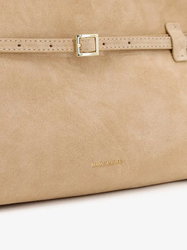 Manu Atelier Le Cambon East West Suede Shoulder Bag - Beige