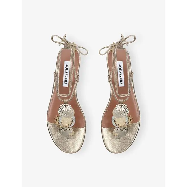 AQUAZZURA Night Stars Flat Leather Sandals