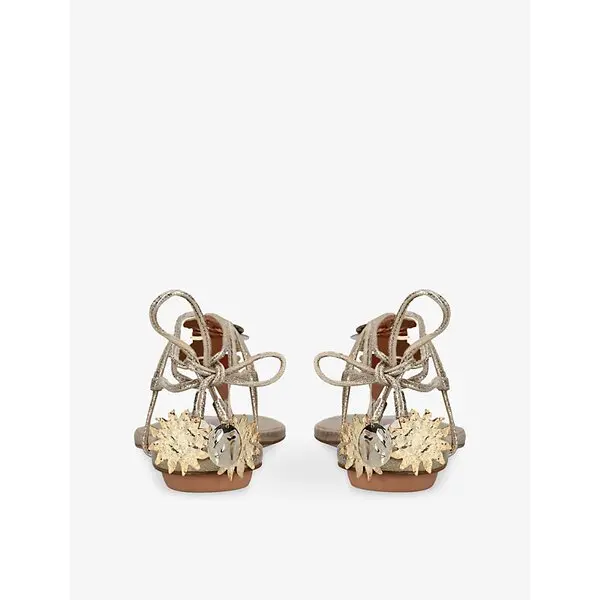 AQUAZZURA Night Stars Flat Leather Sandals
