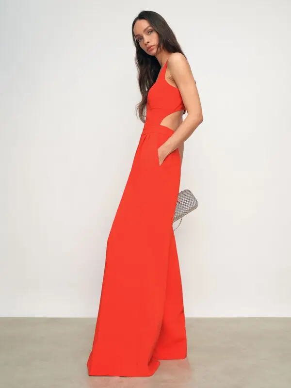 REISS Wide-leg Cut-out Jumpsuit - Orange