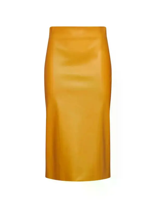 BLANCA VITA High-rise Rear-slit Midi Pencil Skirt - Yellow