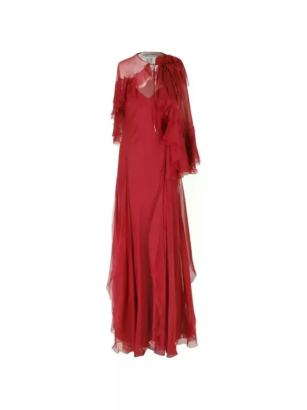 Alberta Ferretti Maxi Ruffled Silk-chiffon Dress - Red
