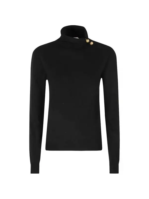 Alberta Ferretti Button-embellished Roll-neck Sweater - Black