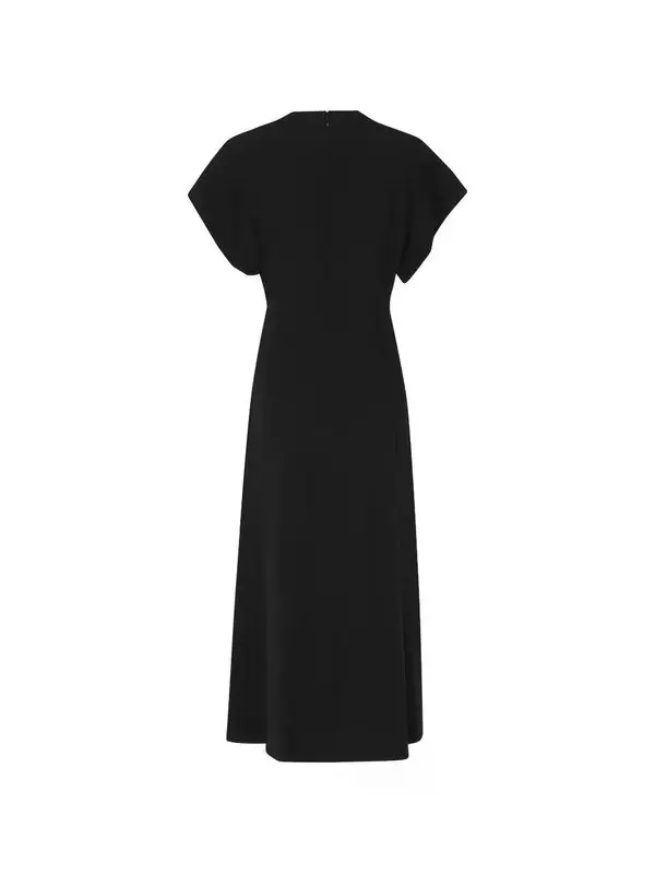 Alberta Ferretti Midi Gathered-detail V-neck Dress