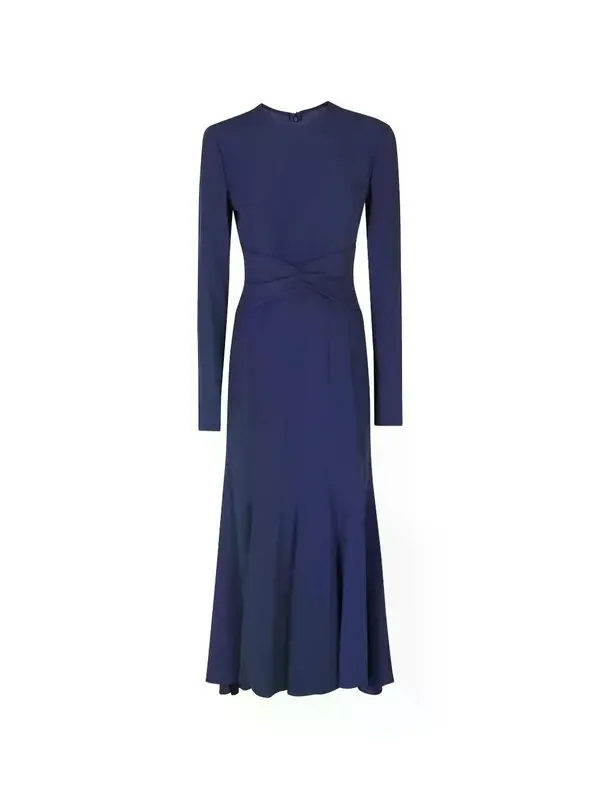 Alberta Ferretti Midi Ruched-waist Long-sleeve Dress - Blue