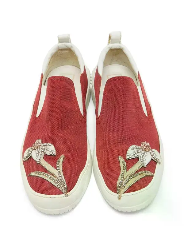 N°21 Embellished Floral-patch Slip-on Sneakers