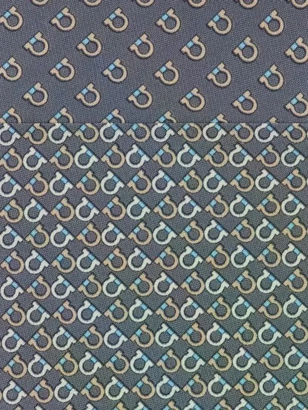 FERRAGAMO Gancini Square-print Silk Tie - Grey