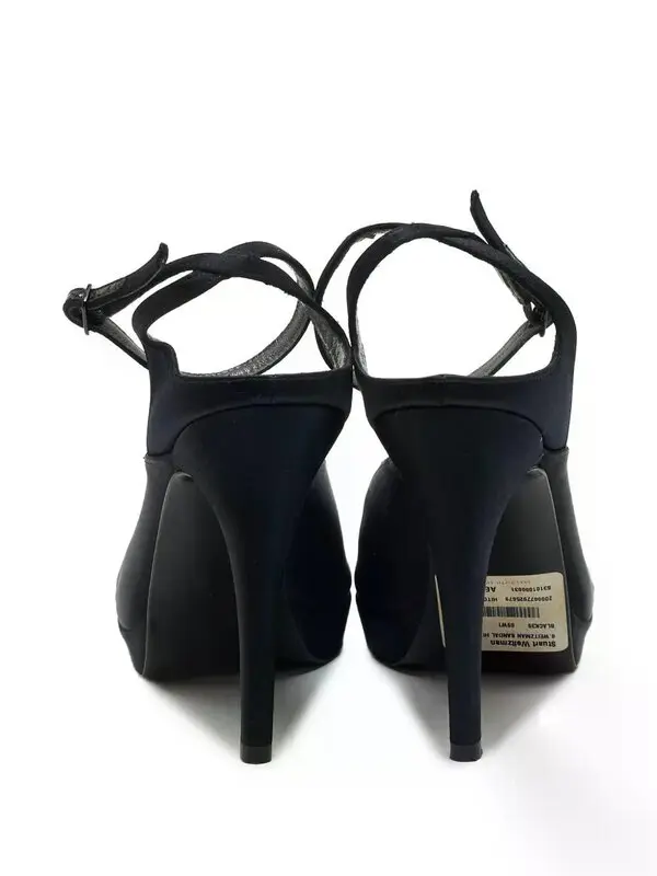 STUART WEITZMAN Satin Peep-toe Ankle Strap Stiletto Sandals