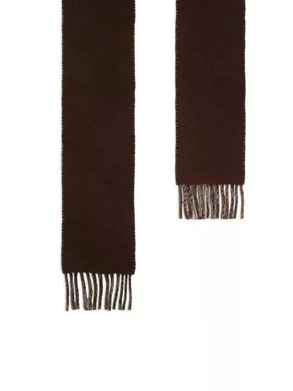 Woolrich Checked Fringed Scarf - Brown