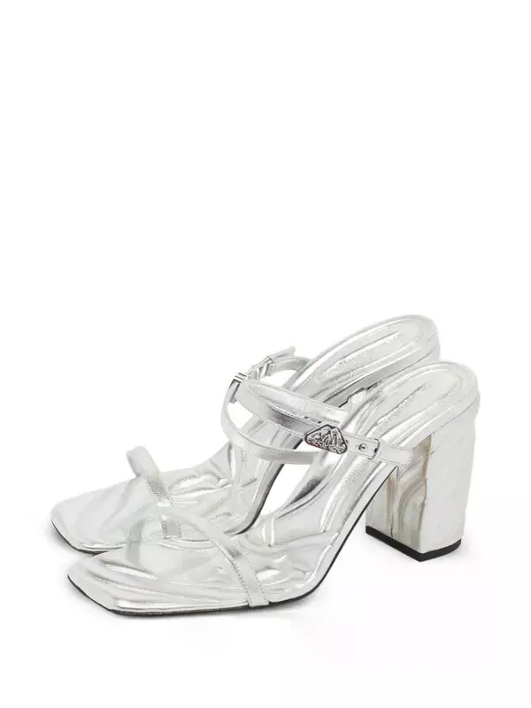 Alexander McQueen Tone Leather Sculptural Block Heel Sandals