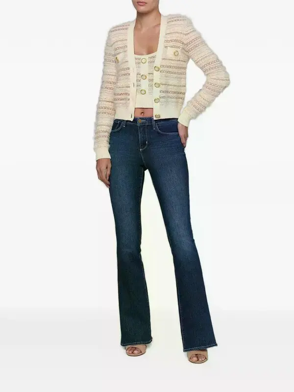 L'Agence Ariadne Striped Eyelash-knit Cardigan