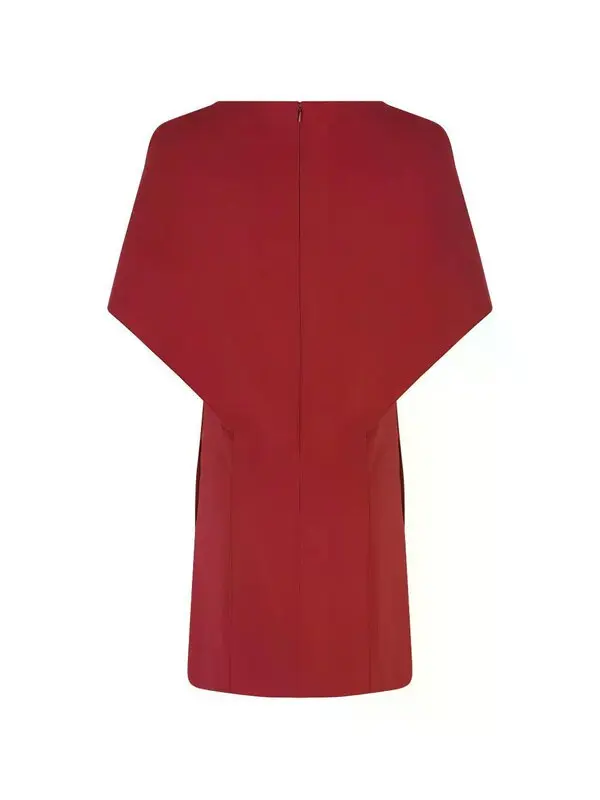 Alberta Ferretti Mini Cape-detail Boat-neck Dress - Red
