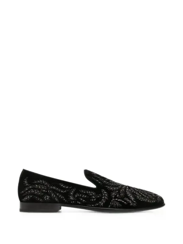 Dolce & Gabbana Velvet Loafers With Hand-embroidered Detailing