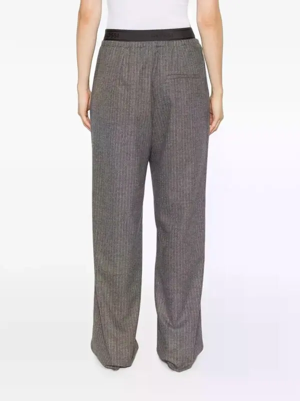 ROSSI Pinstripe Logo Waistband Wide Leg Track Pants