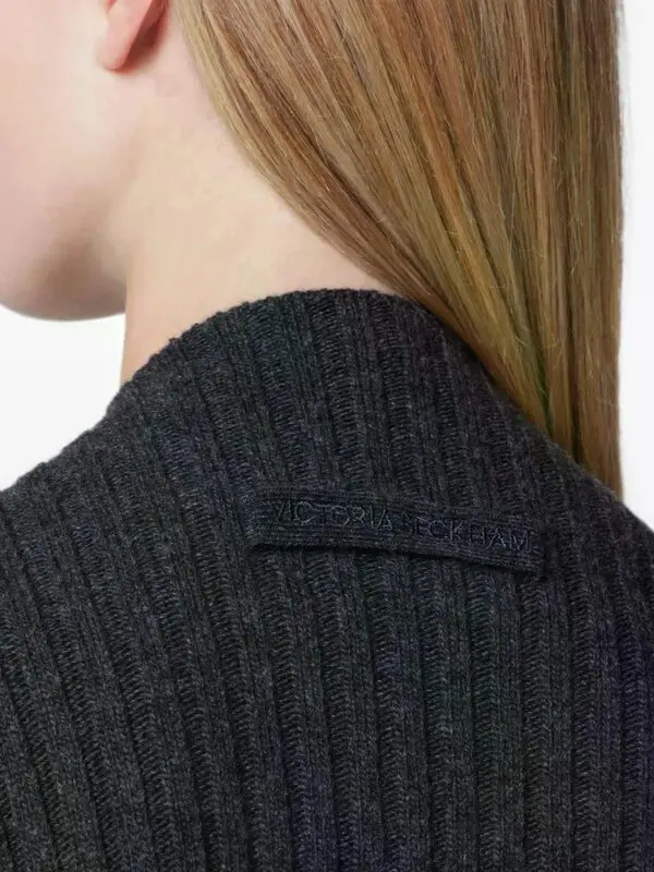 Victoria Beckham Ribbed-knit Side-slit Sweater