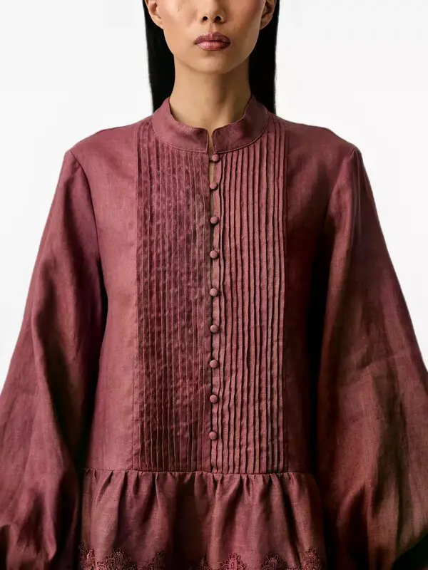 Bardot Lace-trim Pleated-bib Dress