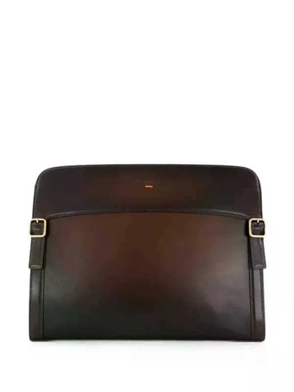 Santoni Buckle-detail Leather Clutch Bag