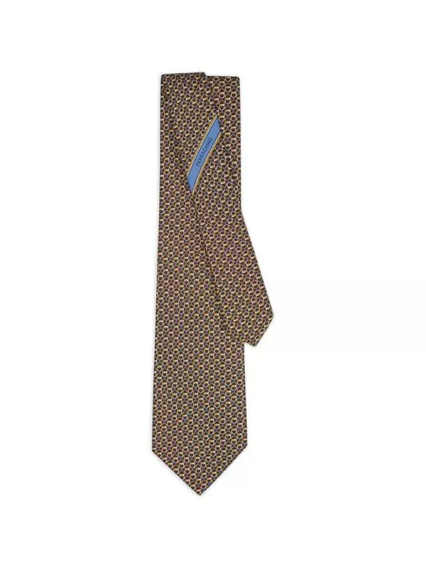 FERRAGAMO Gancini Links Print Silk Tie