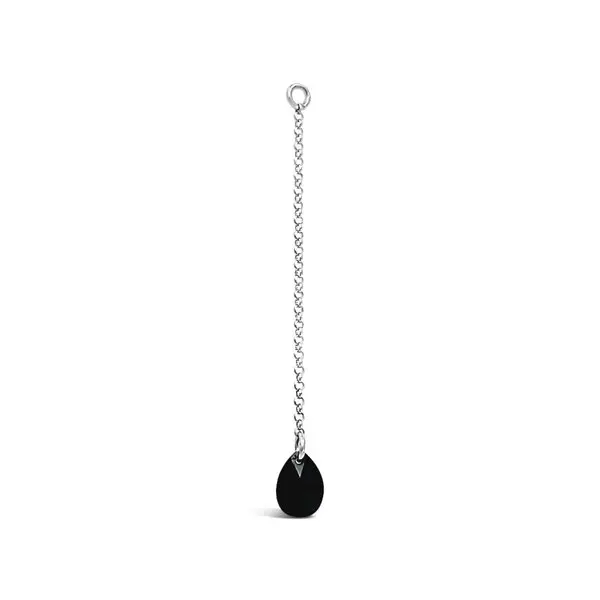 LUTIRO Single Black Briolette Cz Drop Earring