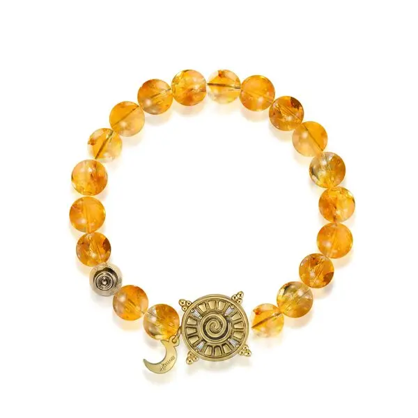 AUROZIA Solar Meridian Charm Bracelet With Citrine And Gold Plated Details - Gold/yellow