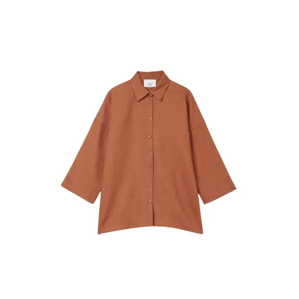 DĀL THE LABEL Essential Linen Oversized Shirt Terracota