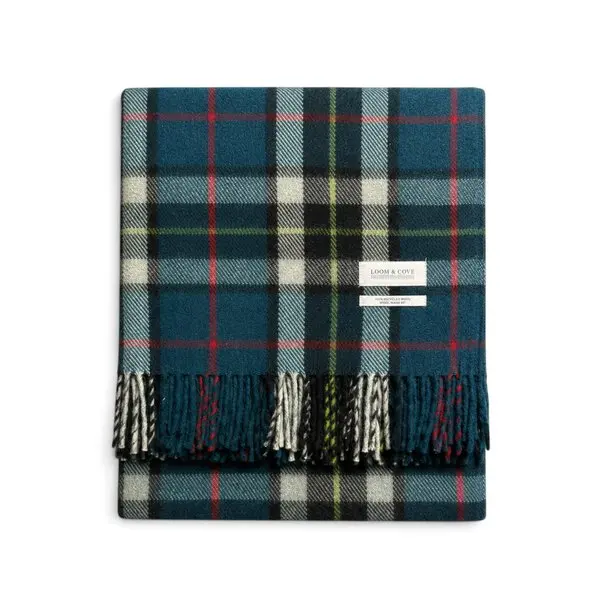 LOOM & COVE Thomson 100% Recycled Wool Tartan Blanket - Blue