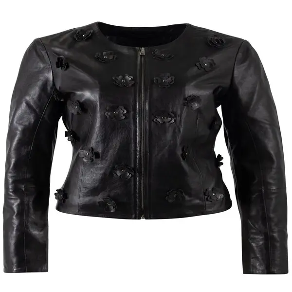 Mauritius Floral Leather Jacket Flora