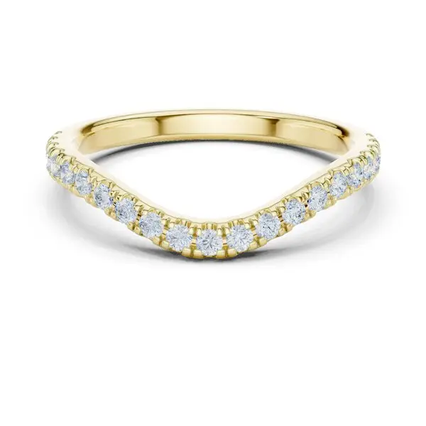 AYA FINE JEWELRY Round Cut Chevron Curved Lab Grown Diamond Wedding Band In 14k Gold - Yellow