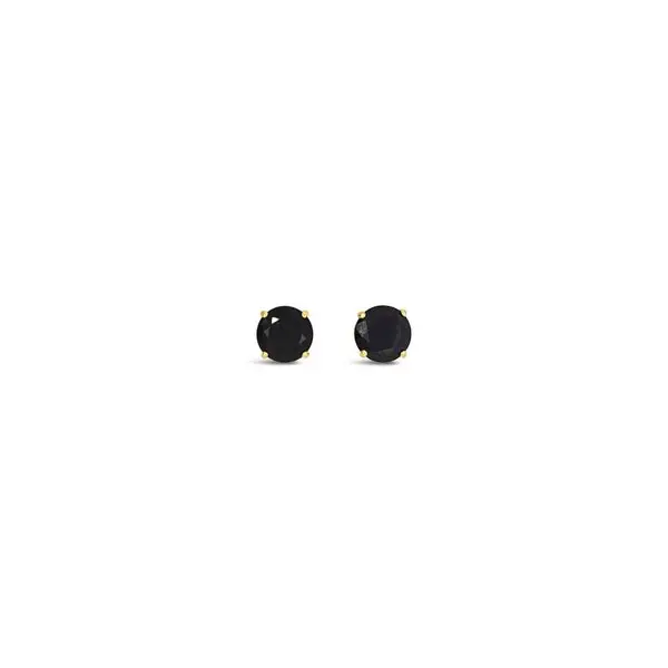 LUTIRO Round Seven Mm Studs 10k Gold - Black